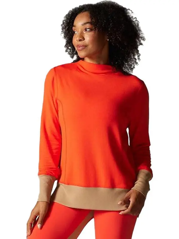 TAVI Cozy Funnel Neck Sweatshirt - Magma/camel