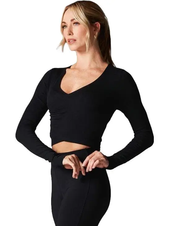 TAVI Criss Cross Long Sleeve Top - Ebony