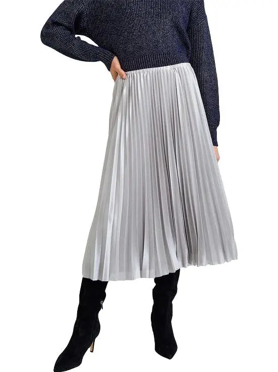 Bella Dahl Pleated Midi Skirt - Silver Shimmer