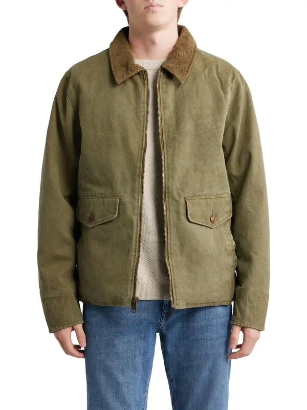 SCHOTT Countryman's Sunset Cotton Canvas Zip-up Jacket - Olive
