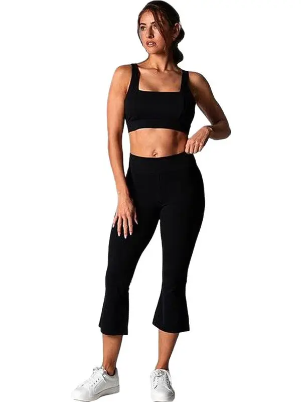 TAVI High-waisted Cropped Flare Leggings - Ebony