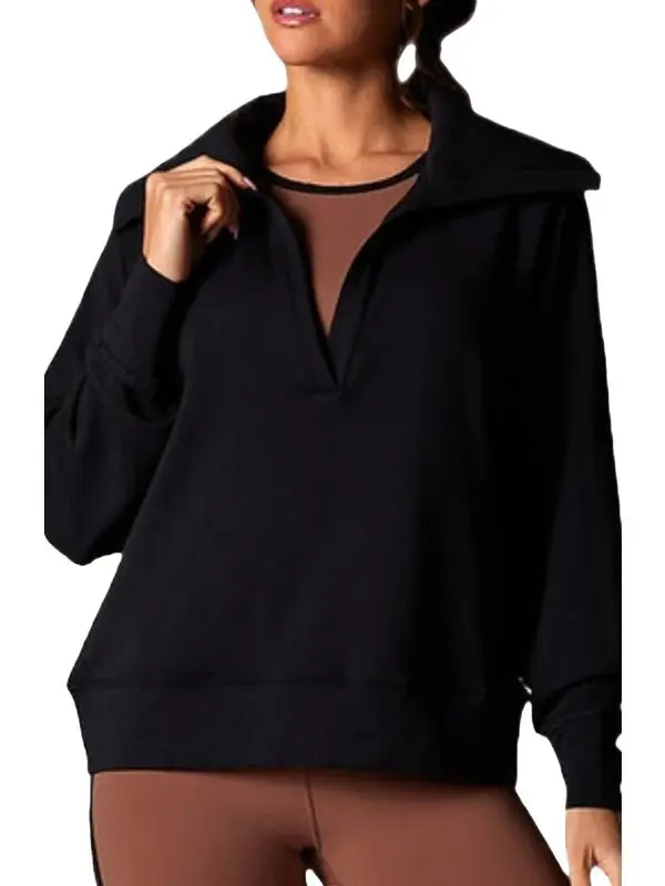 TAVI Cozy Collared Sweatshirt - Ebony