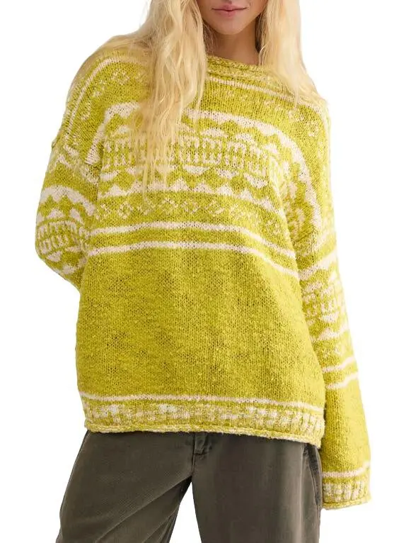 Free People Dani Oversized Cotton-blend Sweater - Apple Spritz Combo