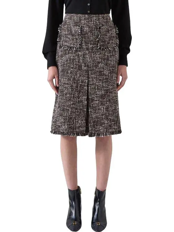LK BENNETT Gwen Fray Tweed Skirt - Black Multi