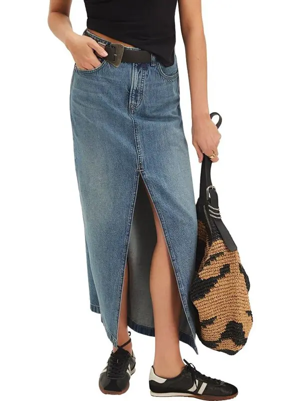 Free People Nothing Better Denim Maxi Skirt - Little Things