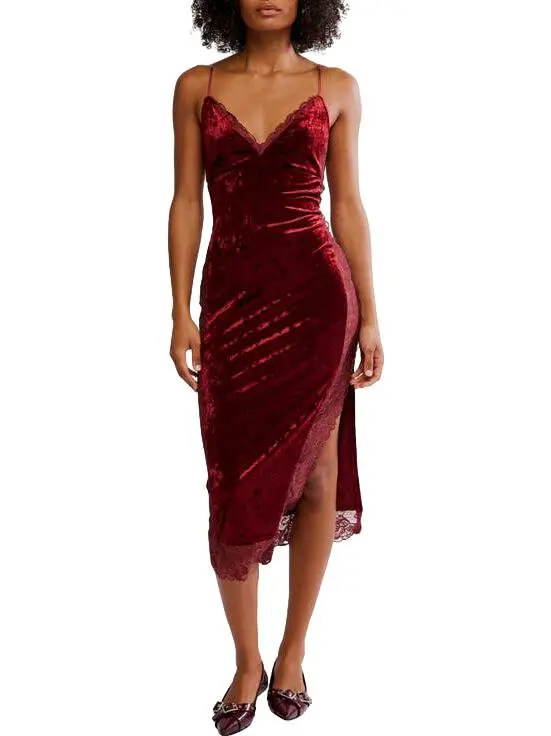 Free People Velvet & Lace Midi Slipdress - Garnet Grotto