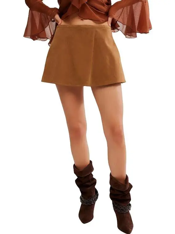 Free People Paradise Found Faux Suede Skort - Caramel Cafe