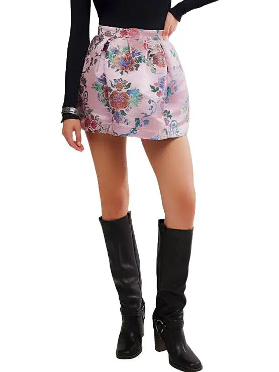Free People Benjamine Satin Mini Skirt - Pink Combo