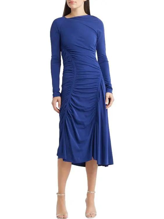 Hugo Boss Ruched Long-sleeve Dress - Sodalite