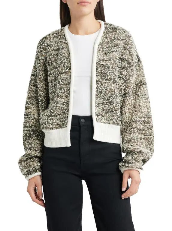 BOSS Flelani Metallic Virgin Wool Blend Open Front Cardigan - Lurex Slub