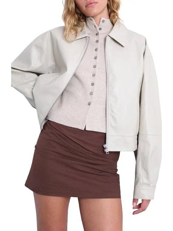 Topshop Oversized Faux Leather Jacket - Cream