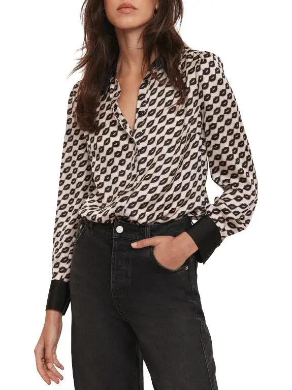 Mint Velvet Lip Print Button-down Shirt - Black