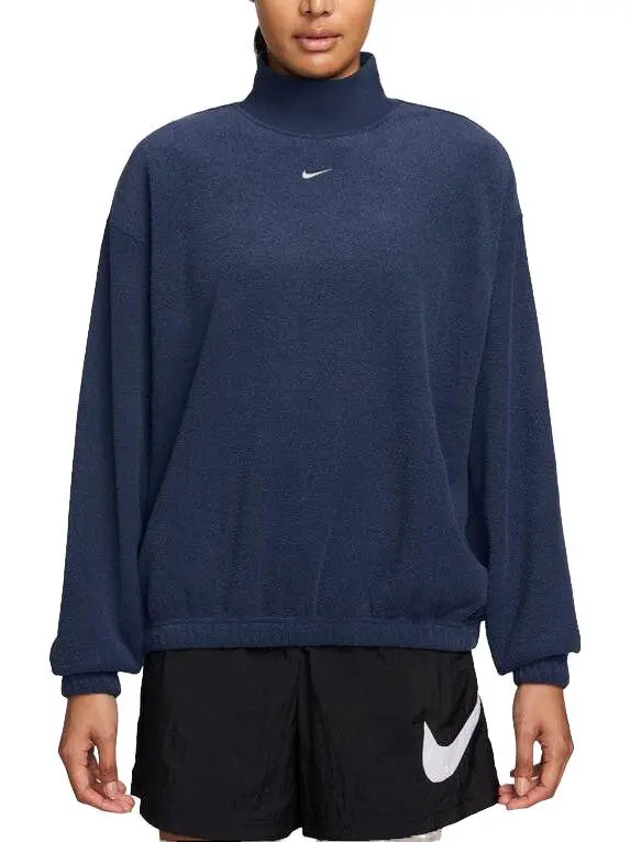 Nike Phoenix Plush Mock Neck Sweatshirt - Midnight Navy/sail