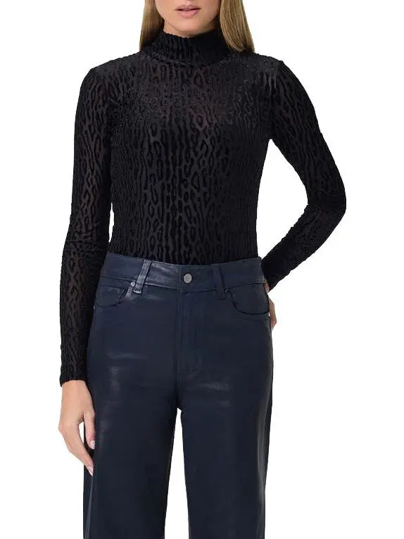 Paige Ursula Mock Neck Burnout Top - Black