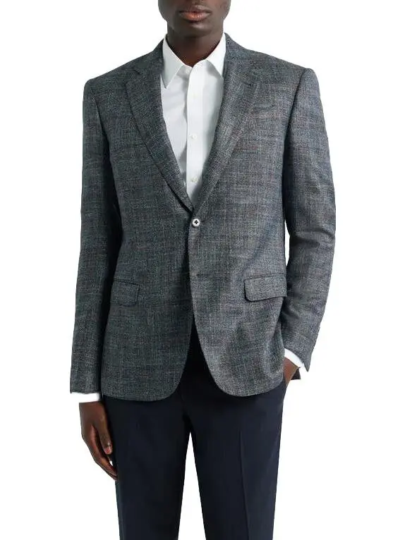 Emporio Armani G-line Grey Mélange Slub Wool Blend Sport Coat - Charcoal