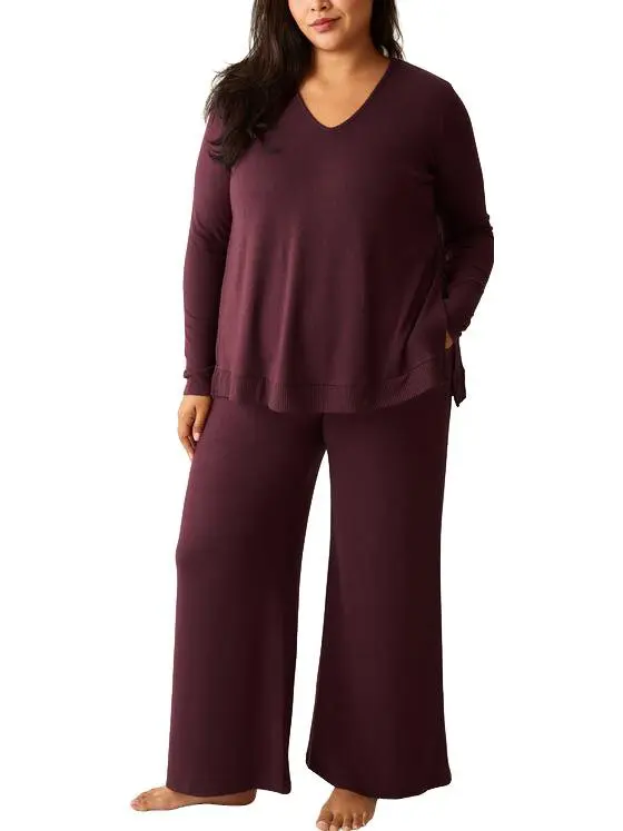 KINDRED BRAVELY Cozyknit Maternity & Nursing V-neck Top - Deep Burgundy