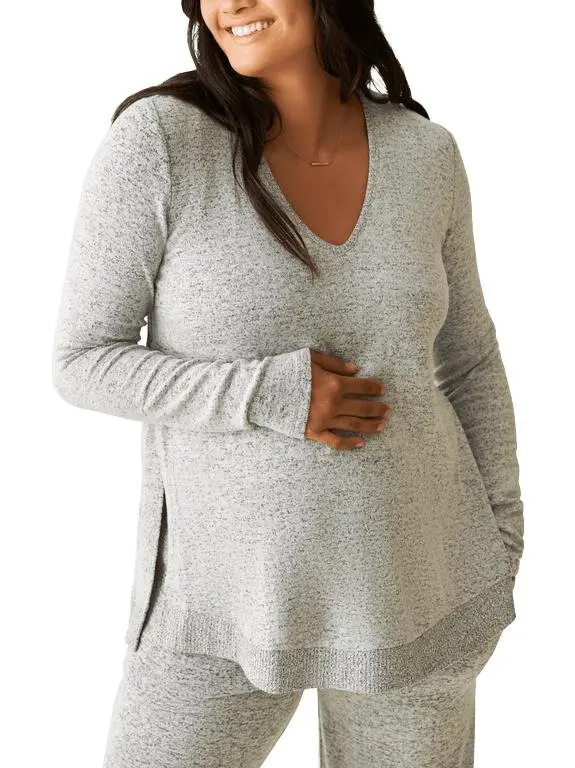 KINDRED BRAVELY Cozyknit Maternity & Nursing V-neck Top - Grey Heather