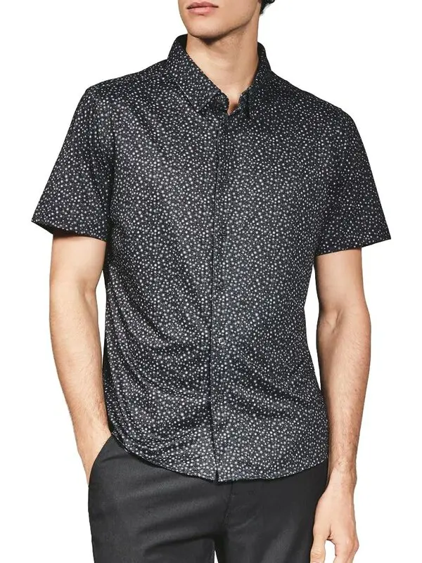 7 Diamonds Mercer Floral Short Sleeve Button-up Shirt - Black