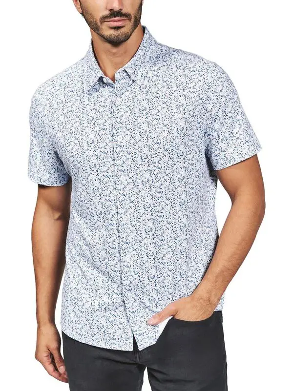 7 Diamonds Mercer Floral Short Sleeve Button-up Shirt - Light Blue