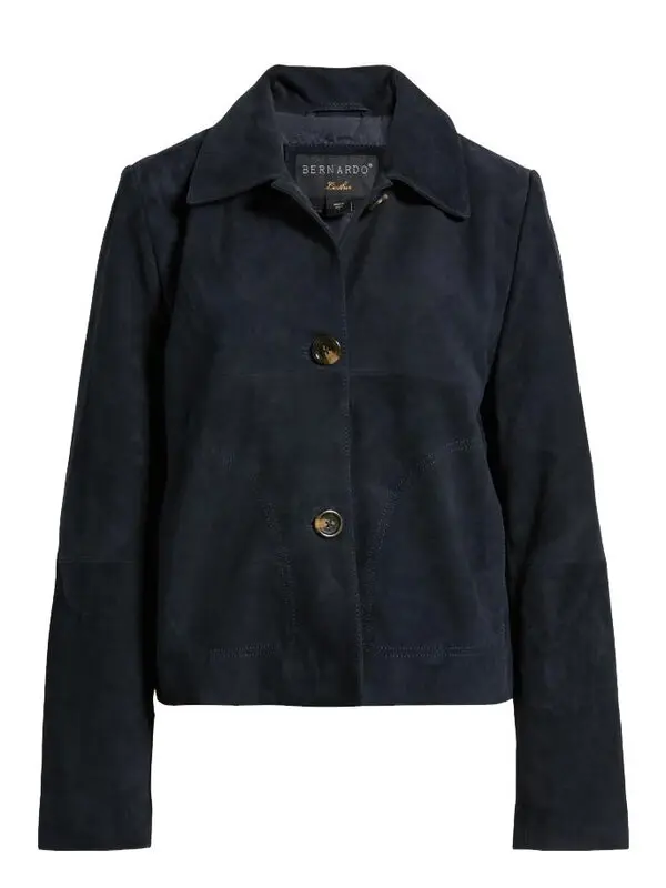 Bernardo Crop Suede Jacket - Navy
