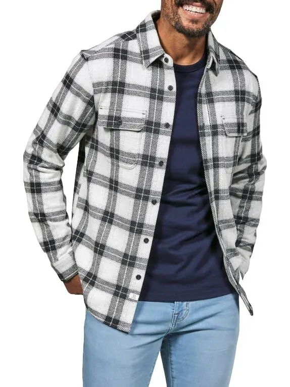 7 Diamonds Generation Plaid Stretch Flannel Button-up Shirt - Black/grey/white