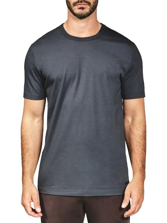 7 Diamonds Stretch Cotton & Modal Performance Crewneck T-shirt - Charcoal
