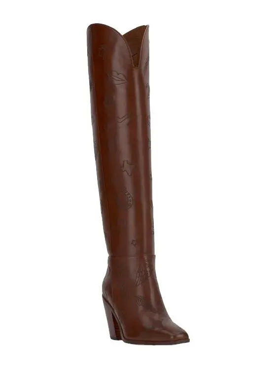 Jessica Simpson Ravyn 2 Embossed Leather Tall Boots - Dark Canyon Aniale