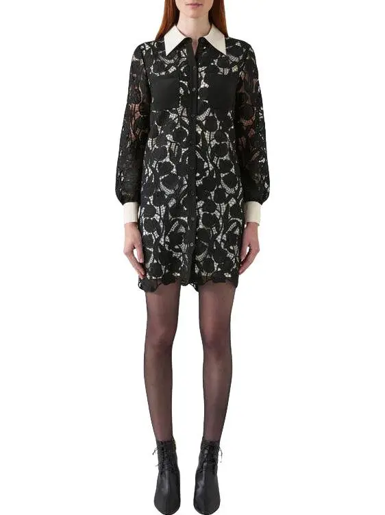 LK BENNETT Yvette Lace Shirtdress - Black Cream