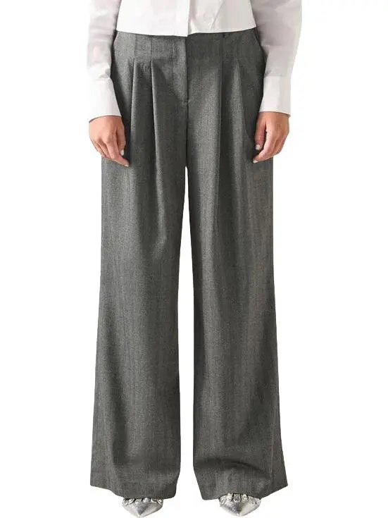 LK BENNETT Liz Wide-leg Herringbone Trousers - Grey
