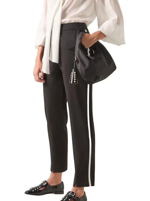 LK BENNETT Zig Side Stripe Trousers - Black Multi