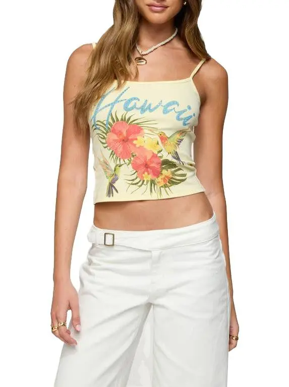 EDIKTED Tropical Print Camisole - Yellow
