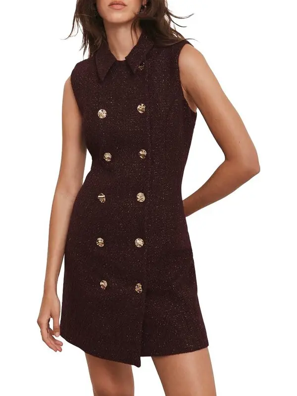 Mint Velvet Boucle Mini Shift Dress - Burgundy