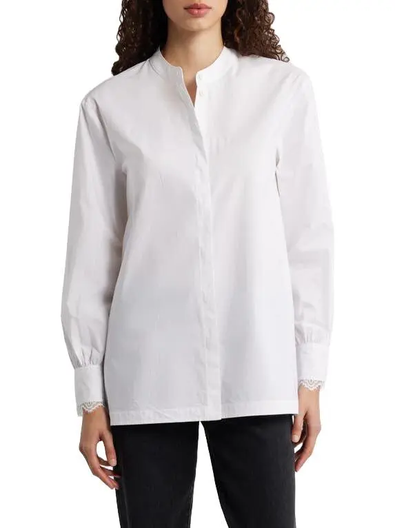 ALLSAINTS Ethel Lace Trim Woven Shirt - White
