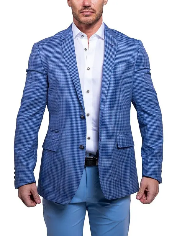 MACEOO Socrate Ascension Windowpane Blazer - Blue