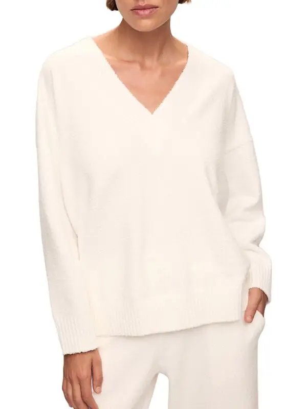Eberjey Bouclè V-neck Sweater - Ivory