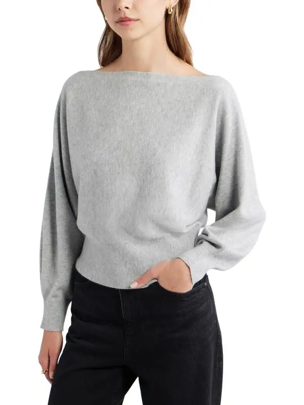 OPEN EDIT Boat Neck Sweater - Grey Heather