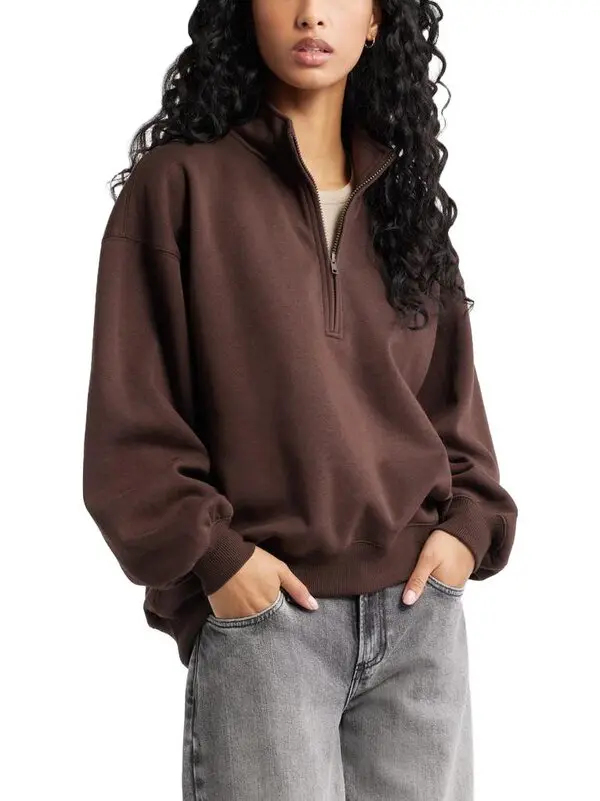 Bp. Relaxed Quarter Zip Pullover - Brown Coffee