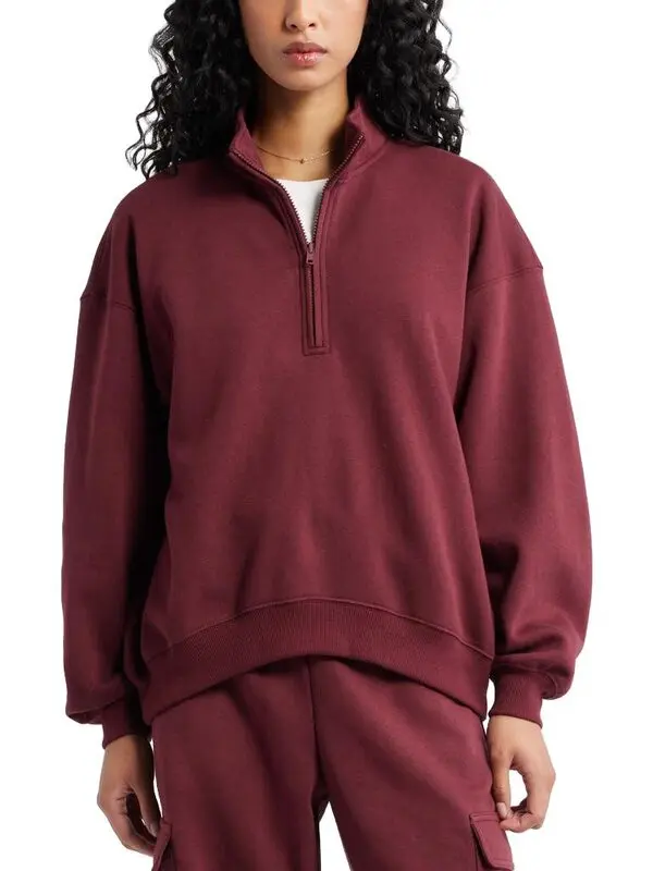 Bp. Relaxed Quarter Zip Pullover - Burgundy Tannin