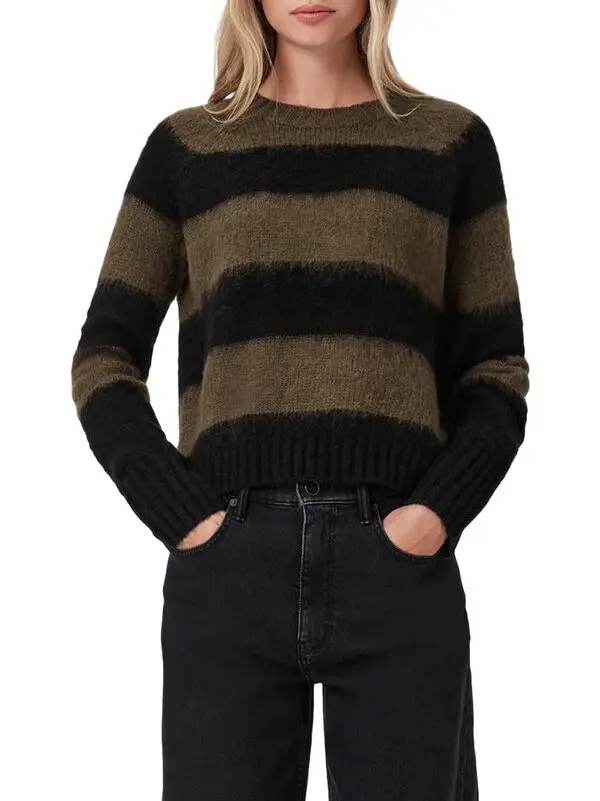 ALLSAINTS Lou Brushed Stripe Sweater - Black/green