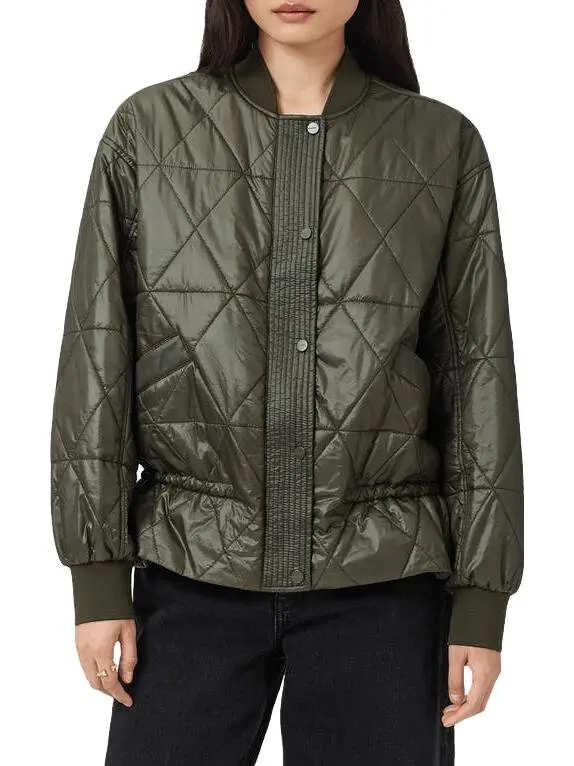 ALLSAINTS Alii Quilted Bomber Jacket - Forest Green