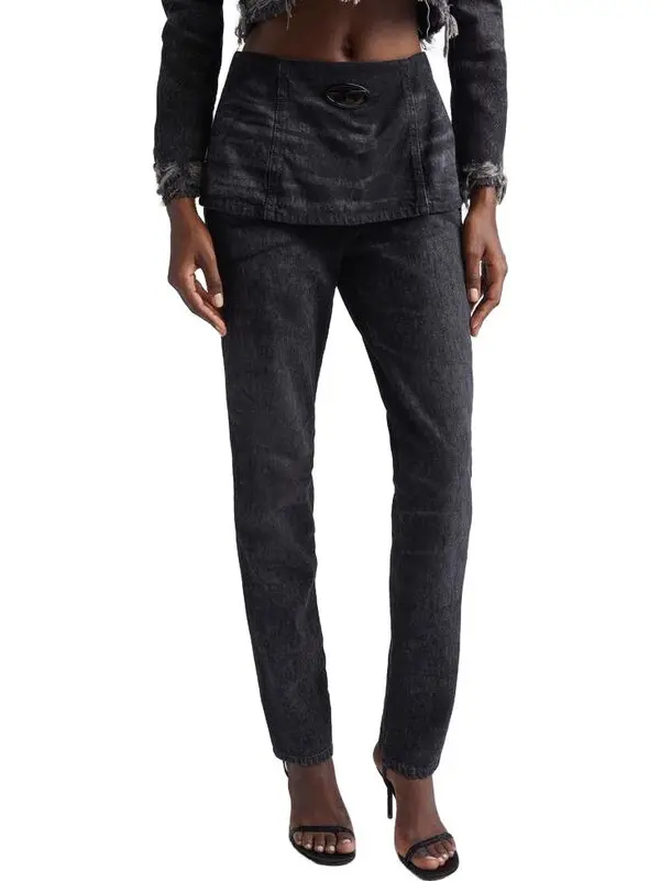 DIESEL® D-hourjian Layered Cotton & Hemp Jeans - Black/denim