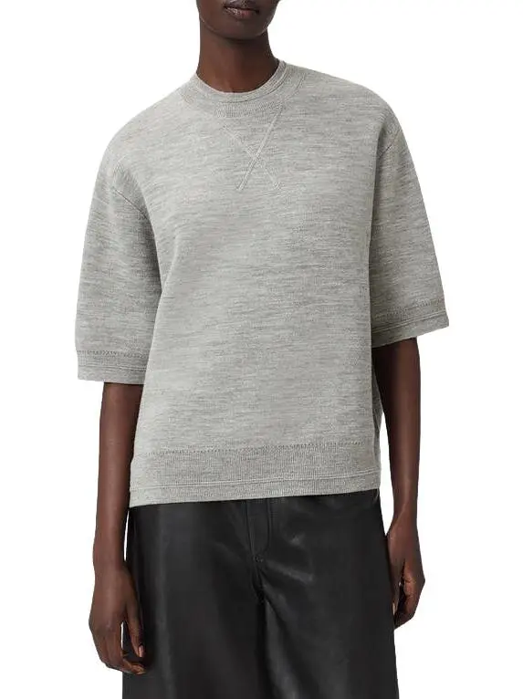 ALLSAINTS Nika Elbow Sleeve Wool Sweatshirt - Grey Marl