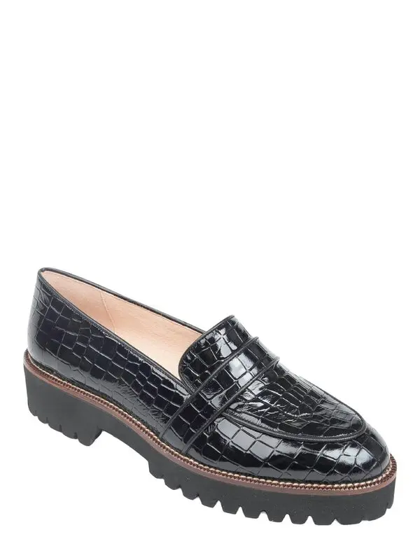 PATRICIA GREEN Vienna Lug Loafer - Black Patent Croc