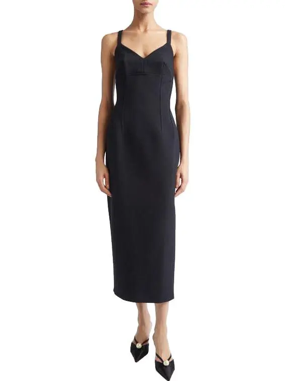 EMILIA WICKSTEAD Ezekiel Bird's-eye Suiting Sheath Dress - Black