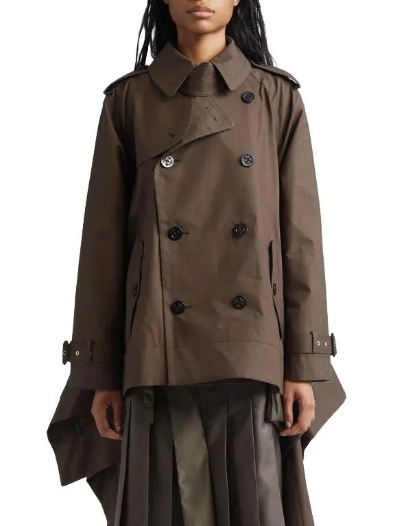 Sacai Cascade Panel Trench Coat - Brown