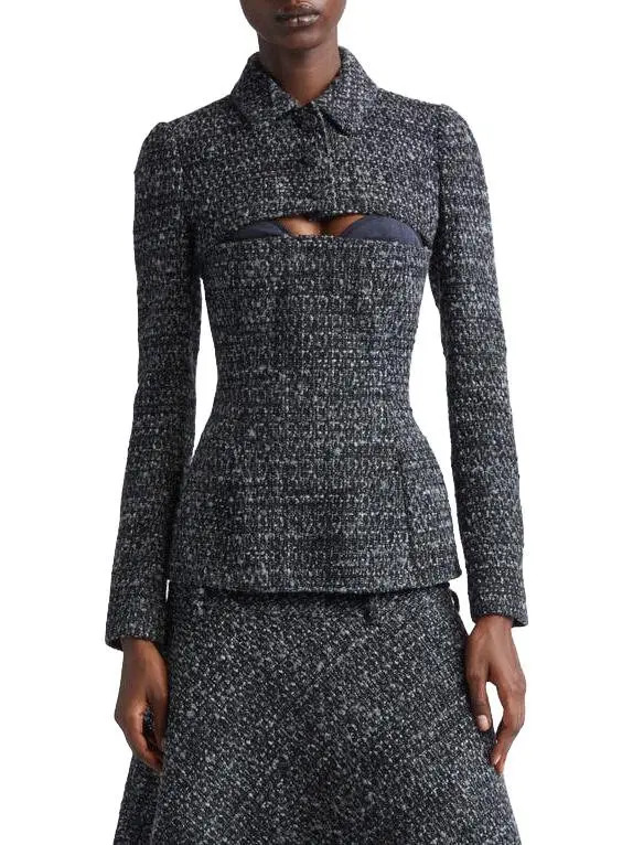 DIESEL® G-anne Bouclé Tweed Crop Jacket - Deep Black