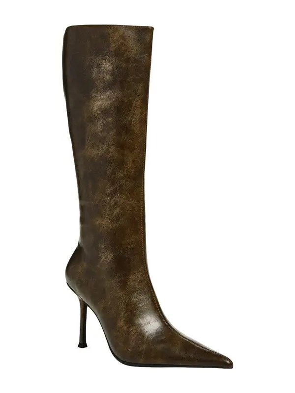 Jeffrey Campbell Darling Pointed Toe Boots - Khaki Distressed