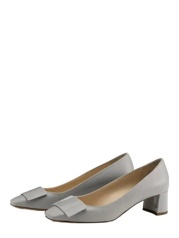 BELLS & BECKS Sofia Pebble Grain Leather Pumps - Grey