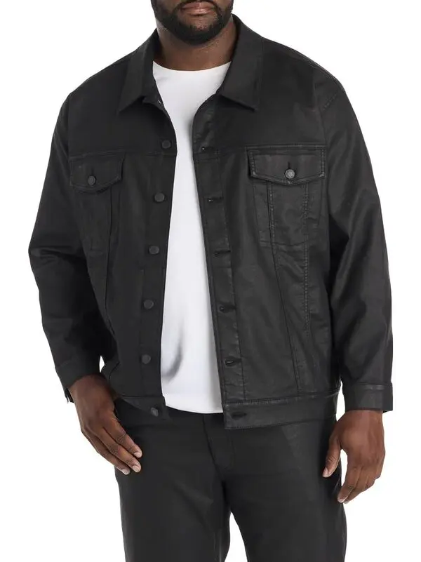 TRUE NATION BY DXL Big & Tall Coated Denim Jacket - Black