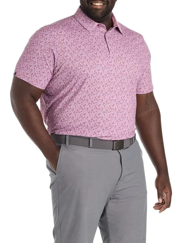 CALLAWAY Big & Tall Confetti-print Performance Polo Shirt - Mesa Rose
